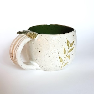Sprout Pattern Stoneware Mug, Rural Cottagecore Tea Mug, Botanical ...