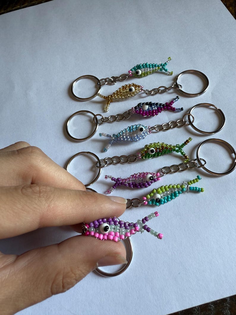 Packs of Beaded Fish Keychains - Etsy