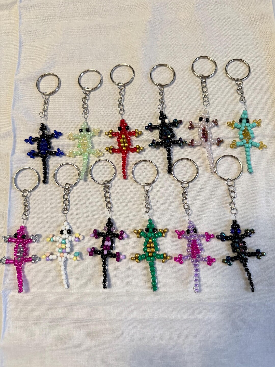 Medium Beaded Lizard Keychains - Etsy