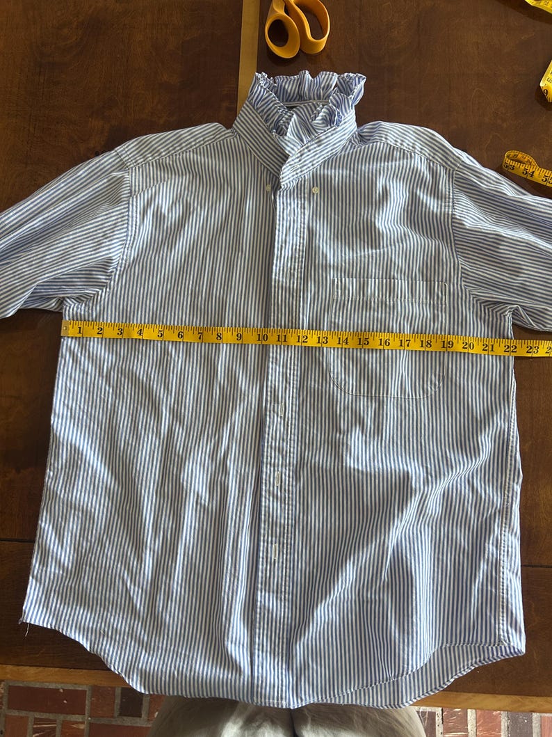 Pin Stripe Ruffled Collar Oxford - Etsy