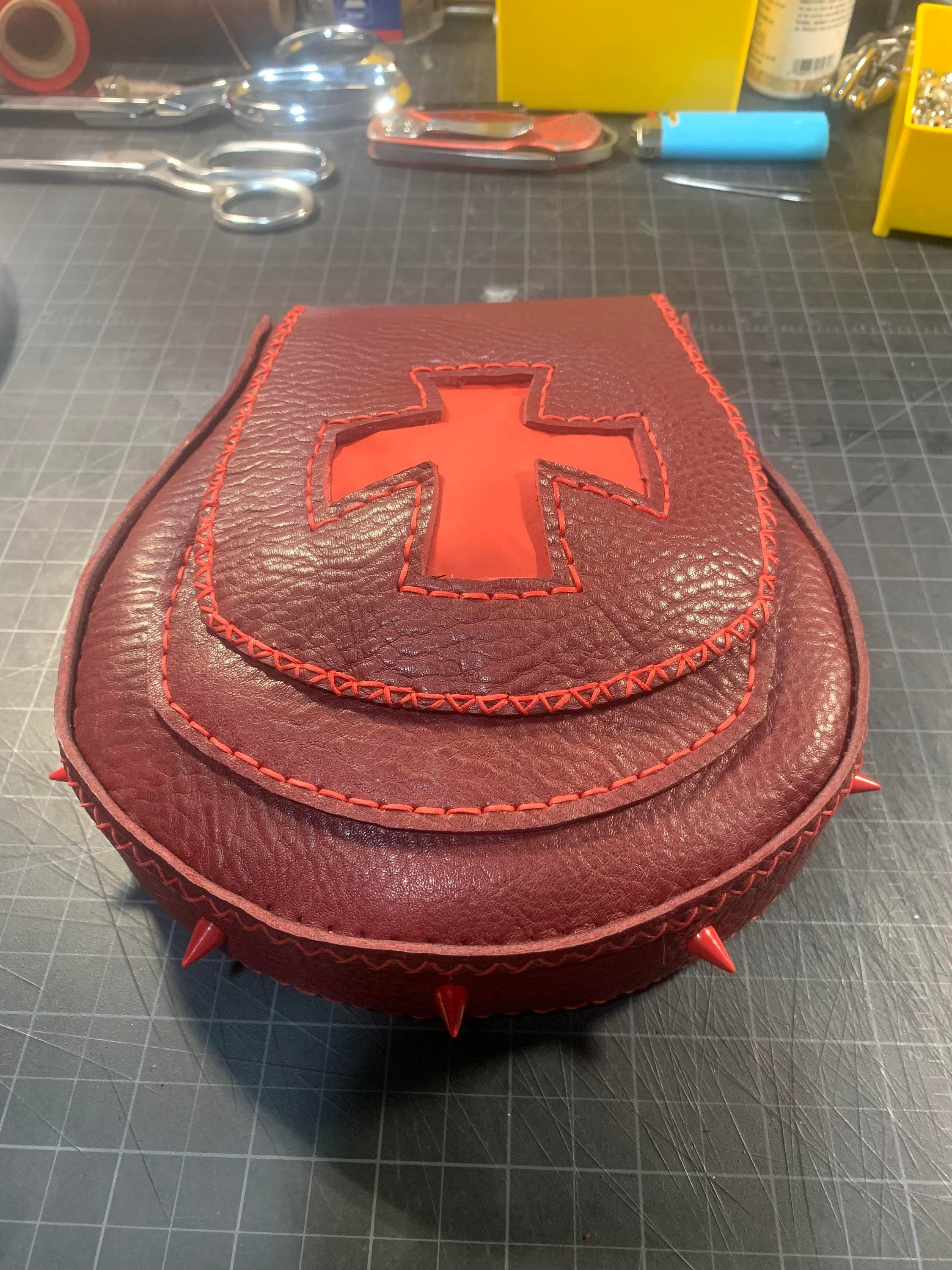 Leather Biker Spiked Cross Pouch - Etsy