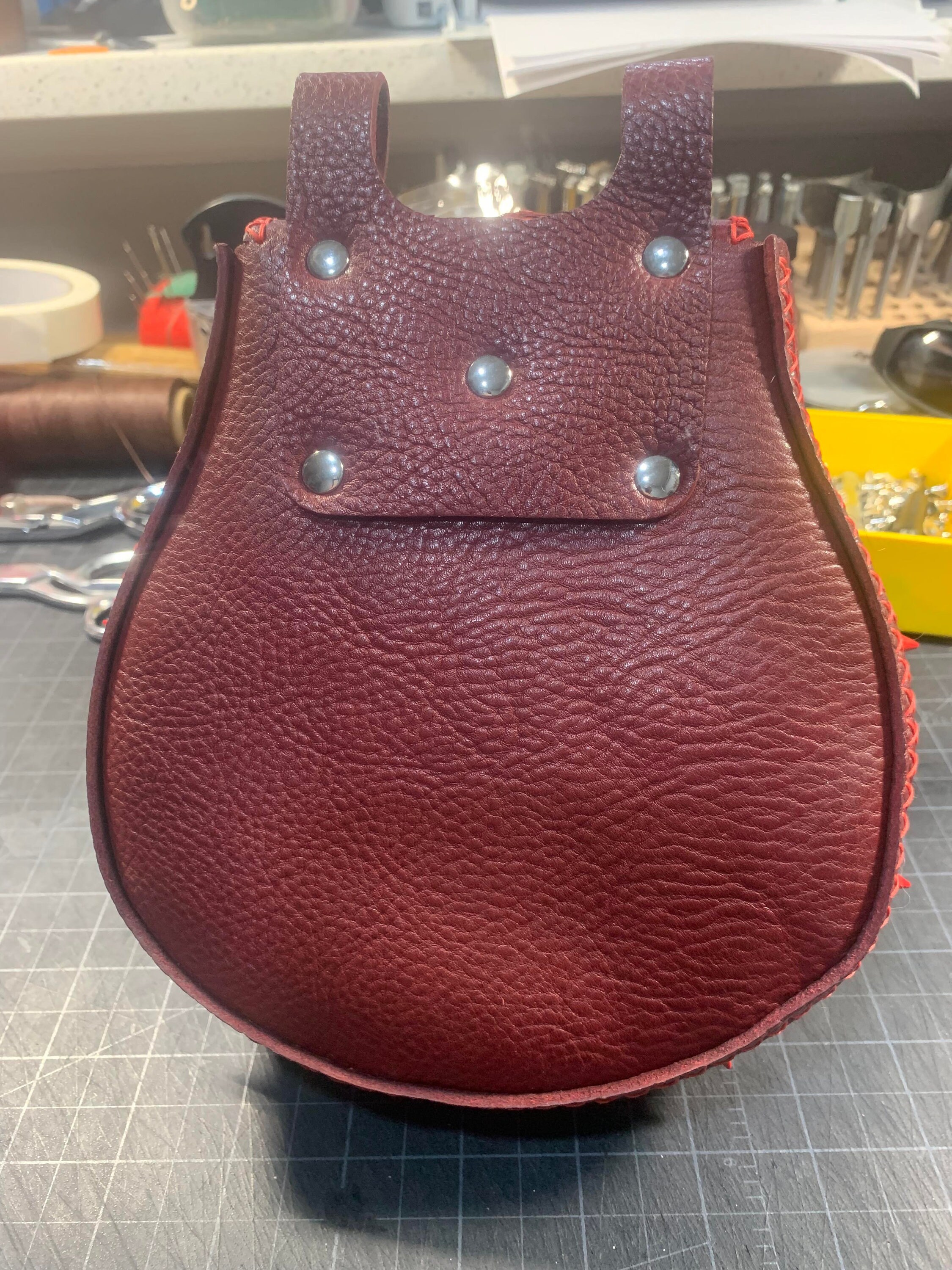 Leather Biker Spiked Cross Pouch - Etsy