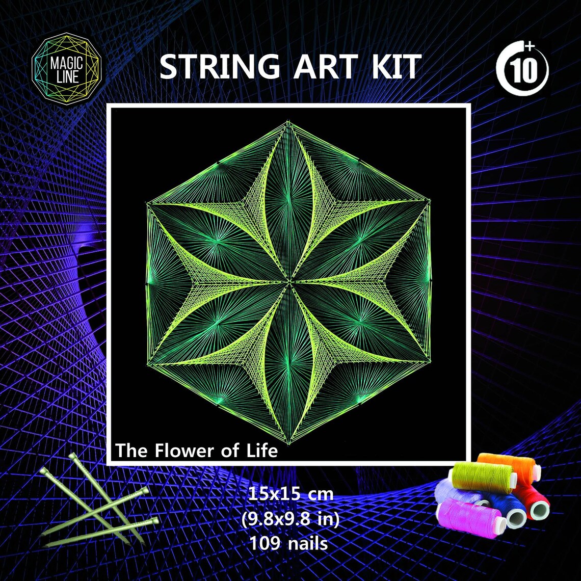 String Art Kit Flower of Life DIY Mandala Nail - Etsy