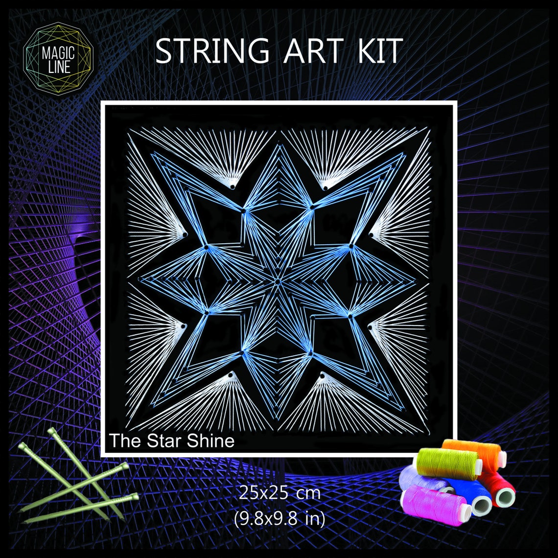 String Art Kit "the Star Shine", DIY, Mandala, Nail and String Art Kits ...