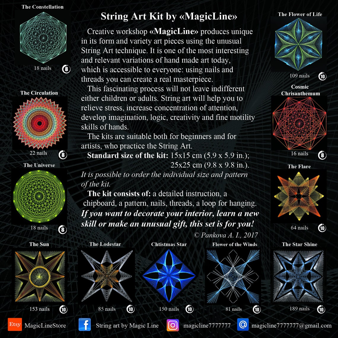 String Art Kit the Flare-1 DIY Mandala Nail and - Etsy