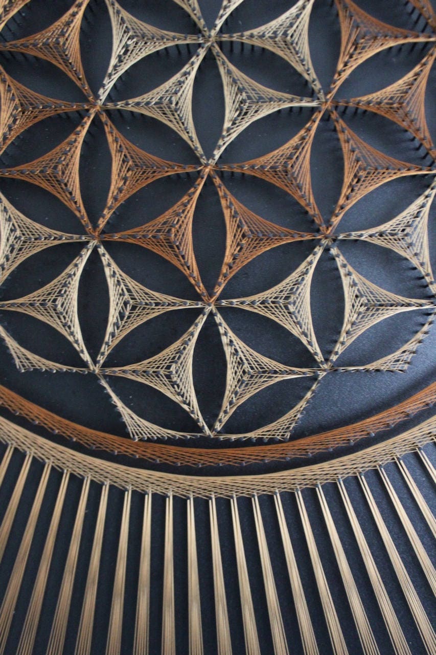 String Art FLOWER OF LIFE Gold Sacred Geometry Psychedelic Wall Art ...