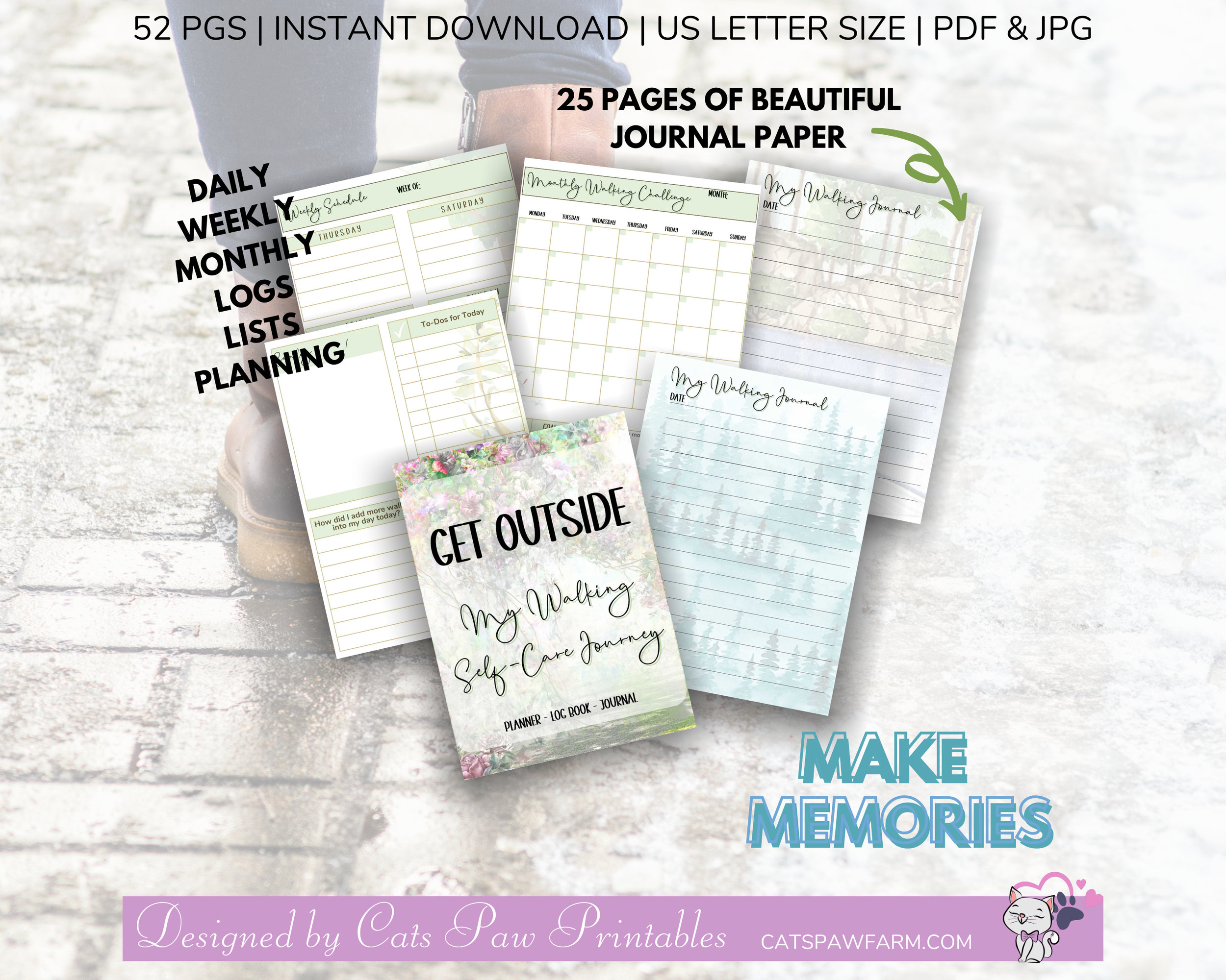 Get Outside: My Walking Self-care Journey Planner-log Book-journal - Etsy