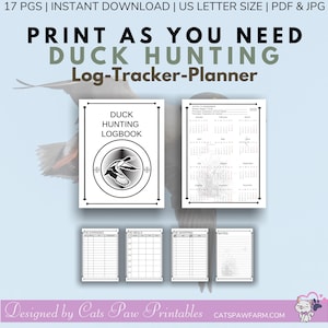 Duck Hunting Planner Logbook Tracker Journal Printable Organizer Print ...
