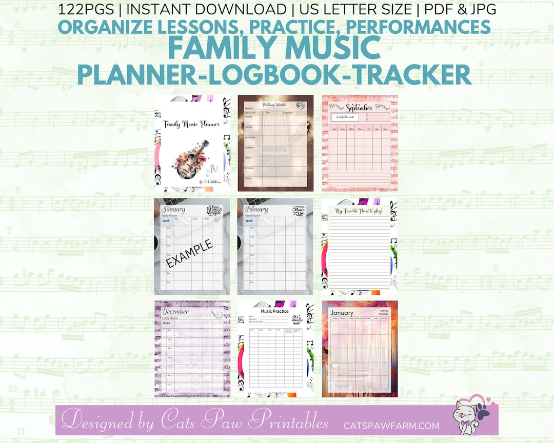 Family Music Planner - Logbook, Calendar Activity Schedule for ...
