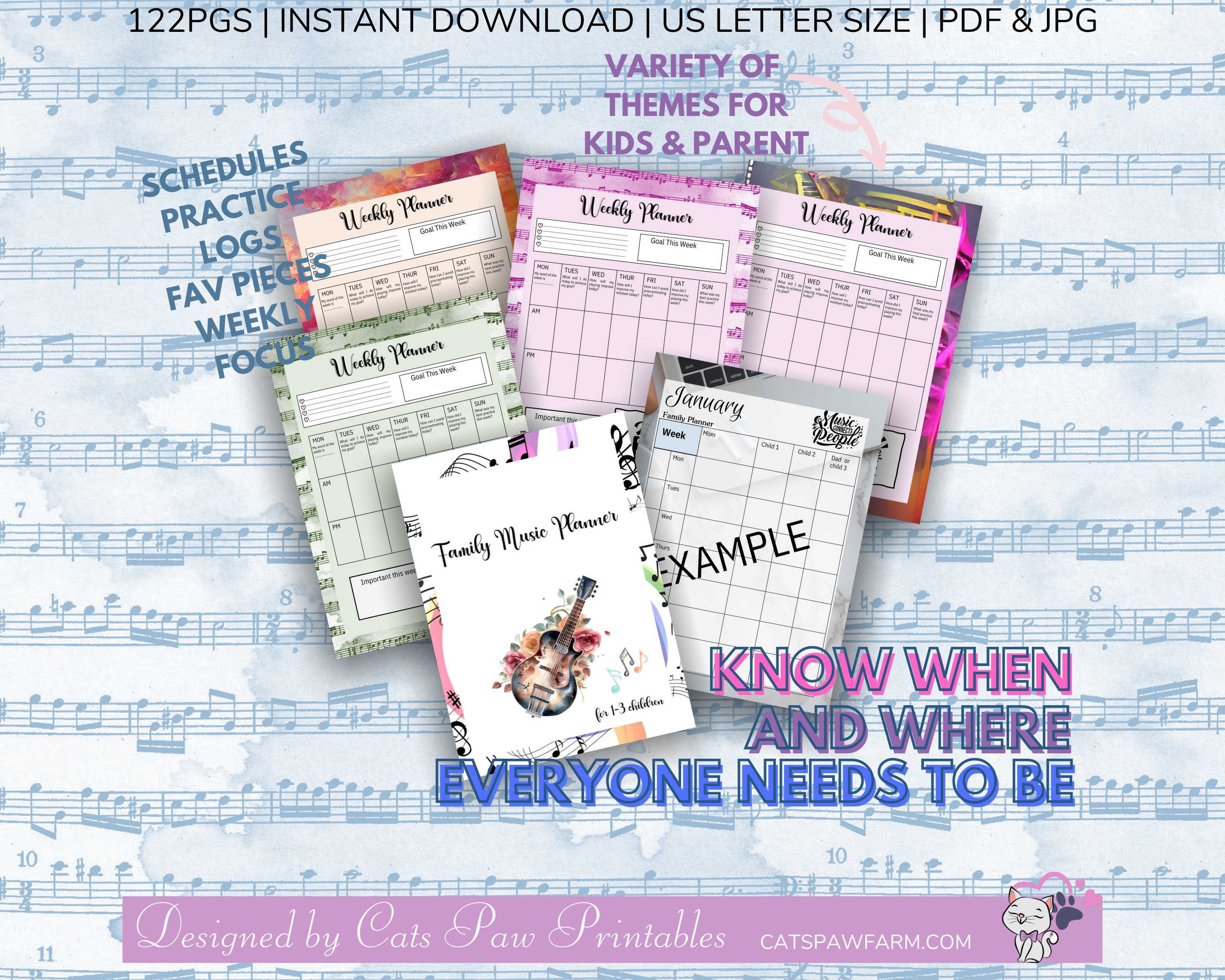 Family Music Planner - Logbook, Calendar Activity Schedule for ...