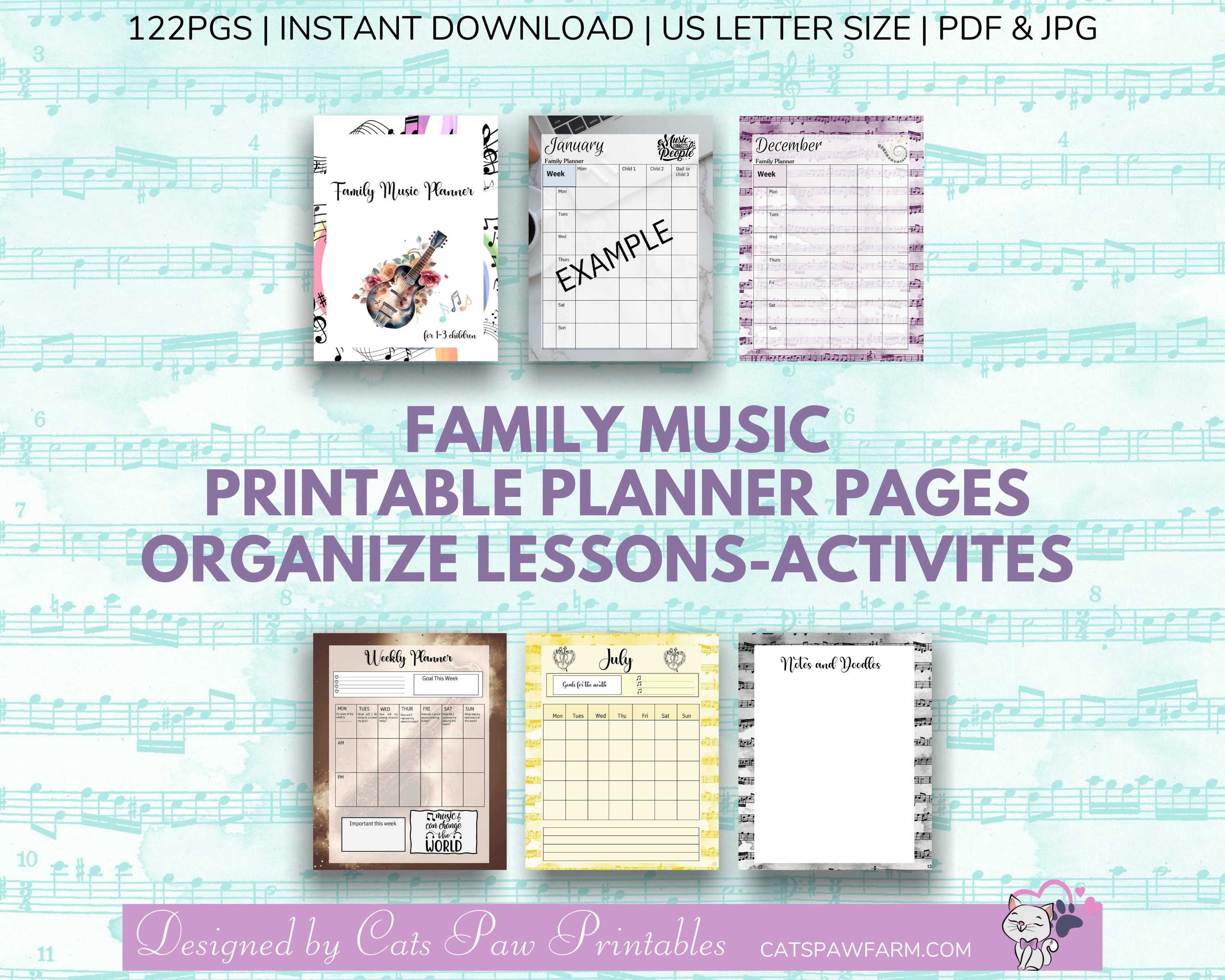 Family Music Planner - Logbook, Calendar Activity Schedule for ...