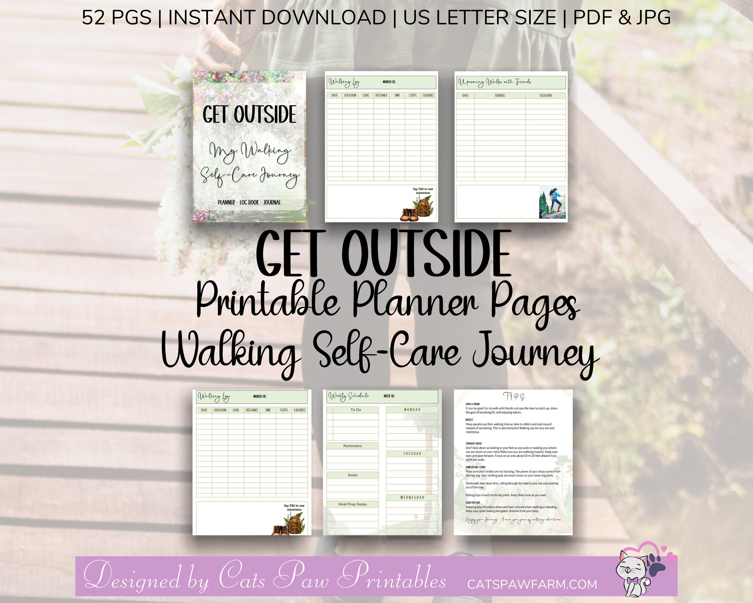 Get Outside: My Walking Self-care Journey Planner-log Book-journal - Etsy