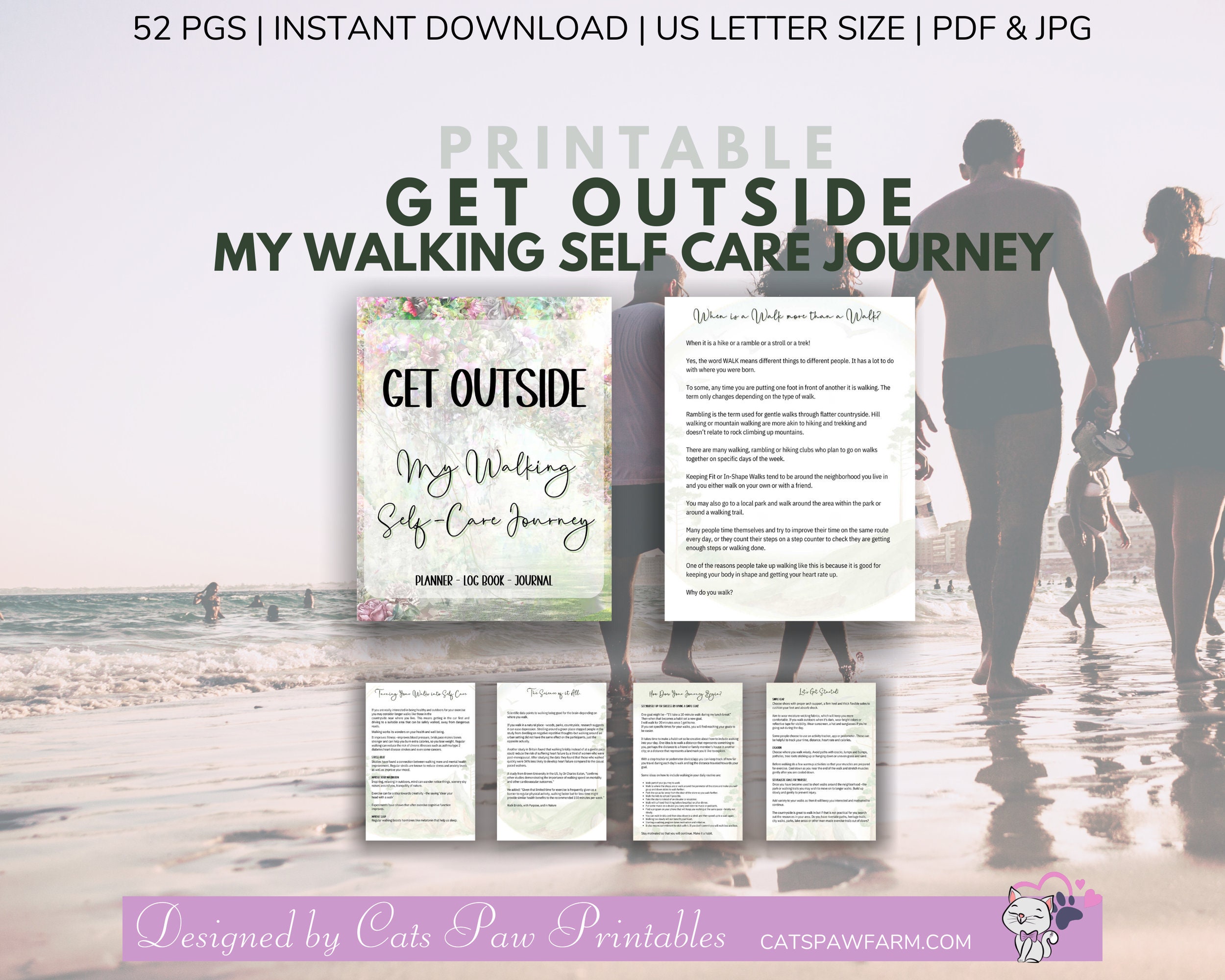 Get Outside: My Walking Self-care Journey Planner-log Book-journal - Etsy