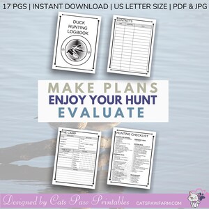 Duck Hunting Planner Logbook Tracker Journal Printable Organizer Print ...