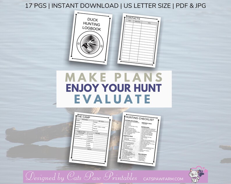 Duck Hunting Planner Logbook Tracker Journal Printable Organizer Print ...