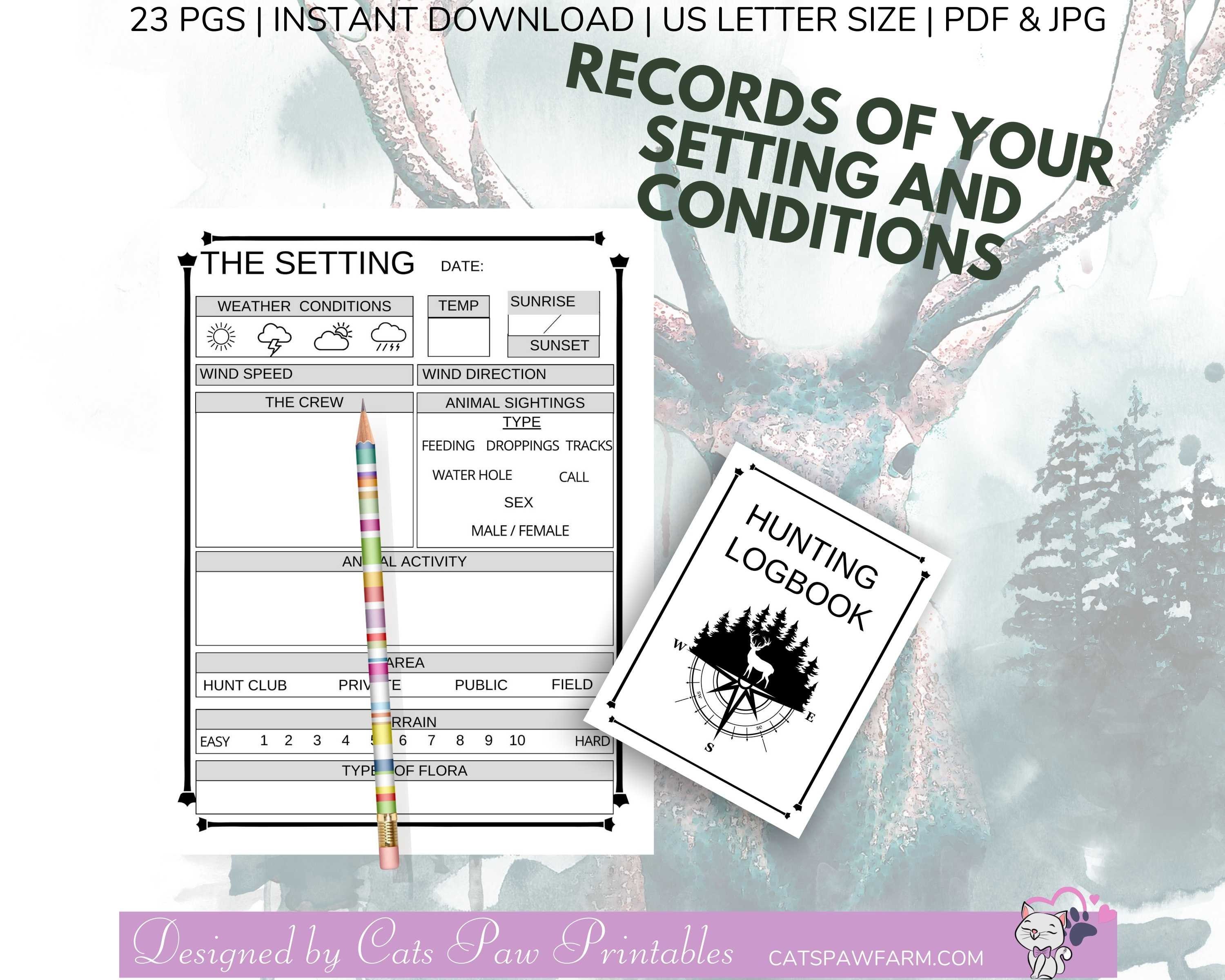 Hunting Planner Logbook Tracker Journal Printable Organizer Print at ...