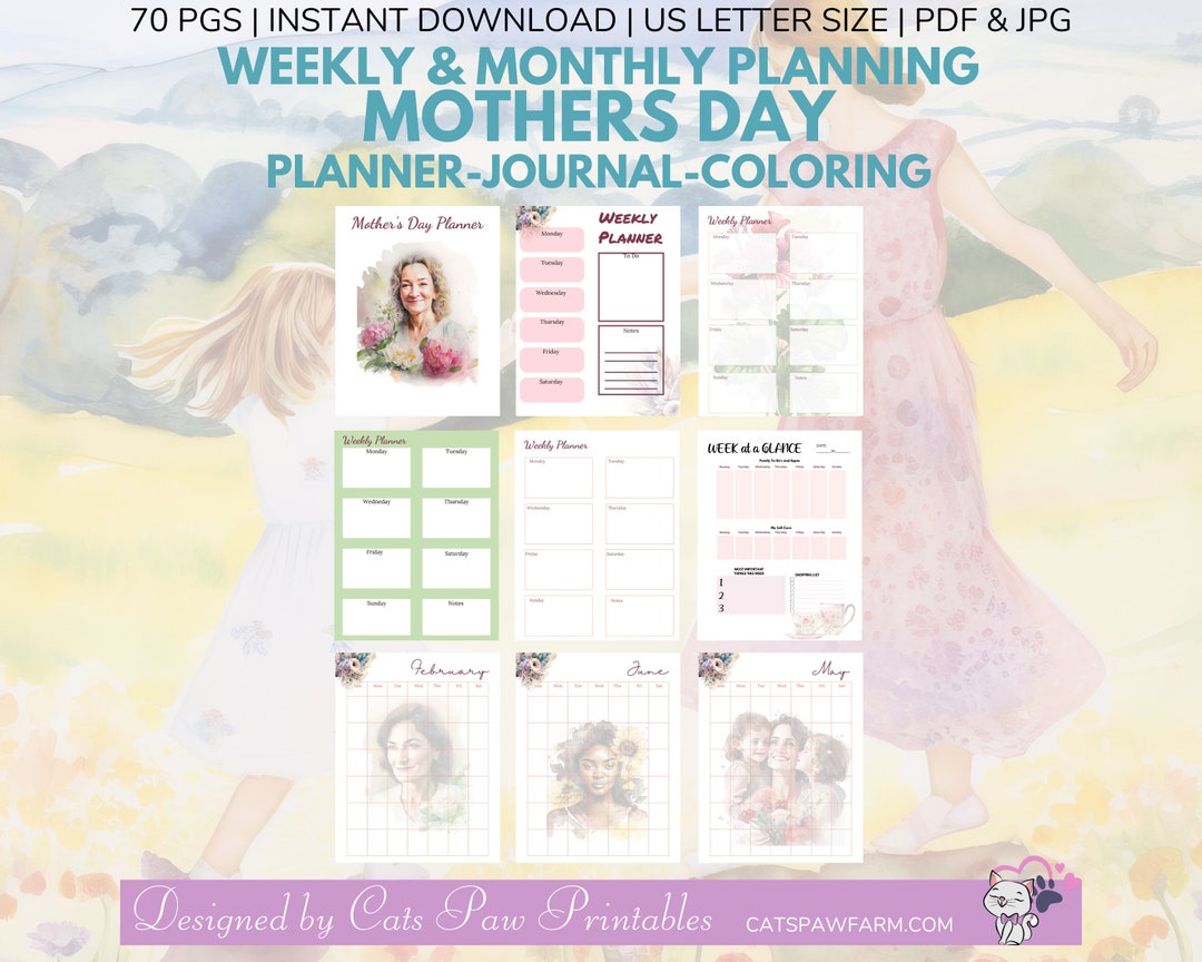 Mother's Day Planner-tracker-coloring Book: Planner, Meal Prepper ...
