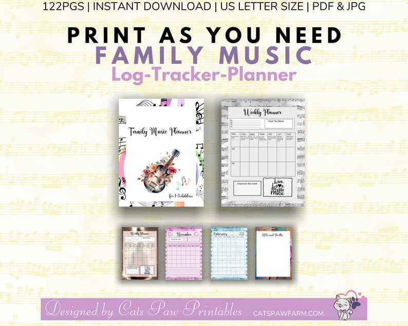 Family Music Planner - Logbook, Calendar Activity Schedule for ...