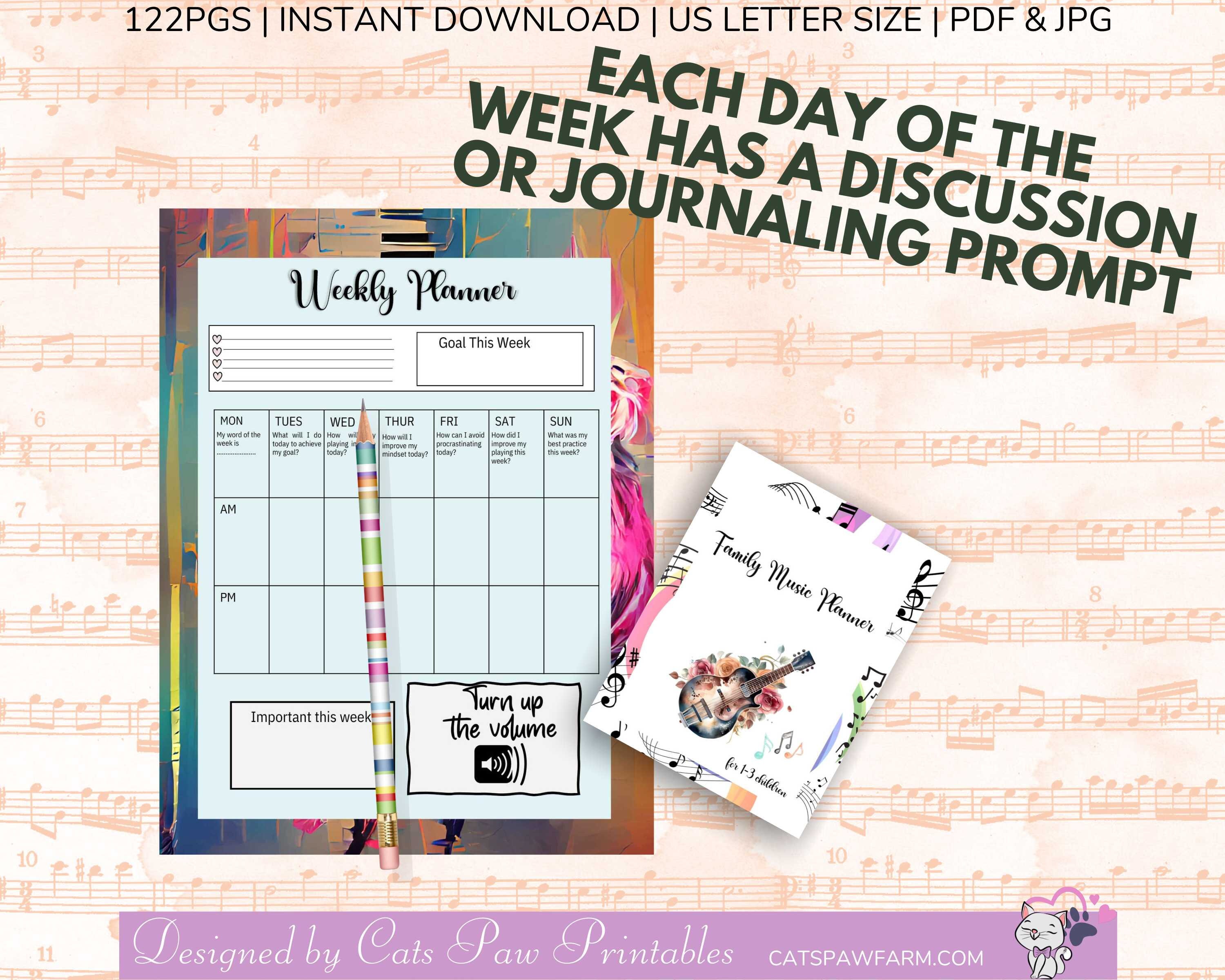 Family Music Planner Logbook, Calendar Activity Schedule for Orchestra ...