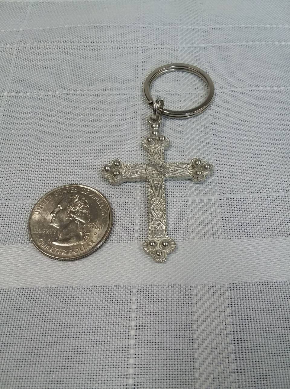 Pewter Budding Cross Keychain Symmetrical Cross Keytag Christian Gift ...