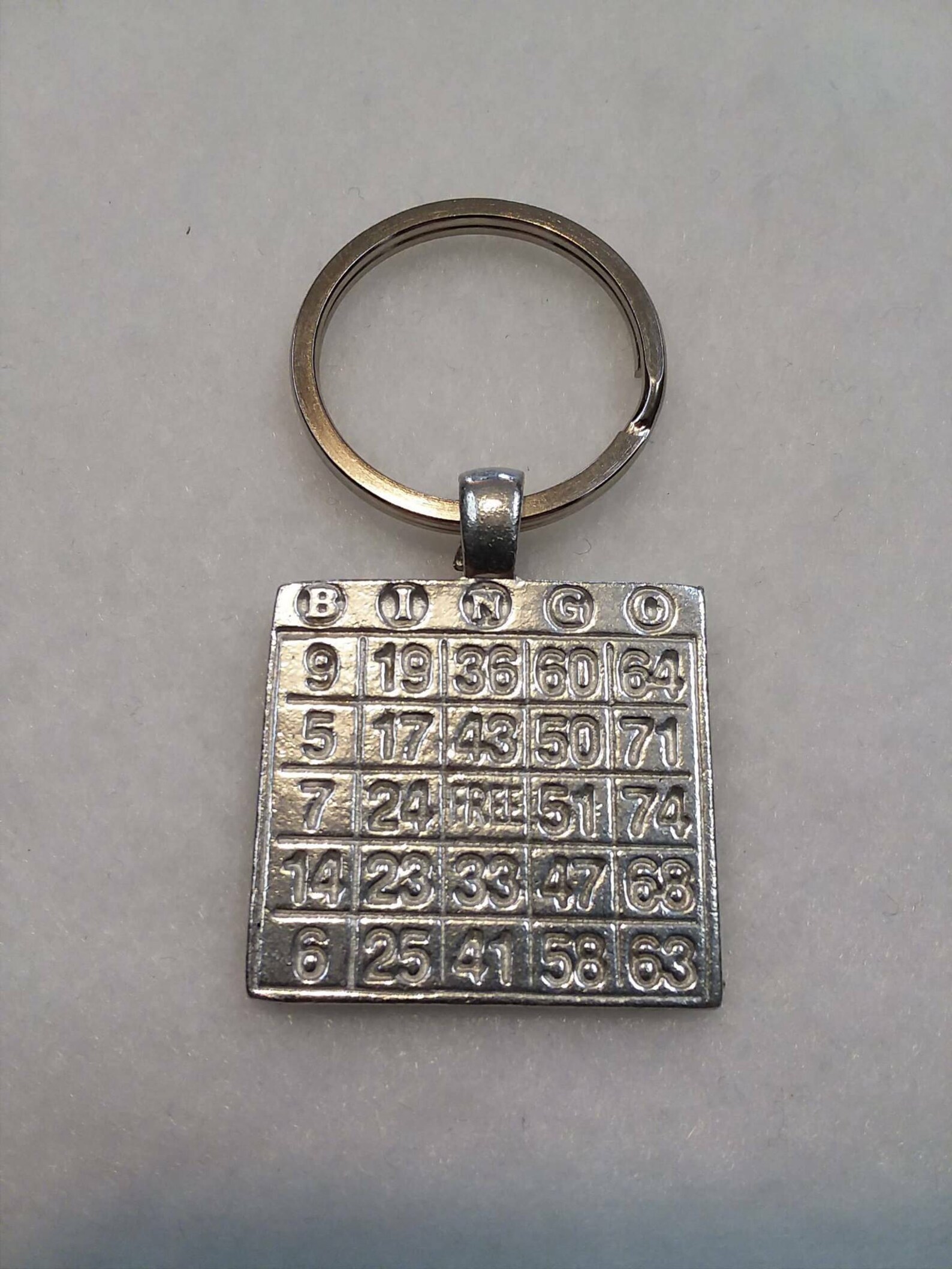 Pewter Bingo Card Keychain Lucky Keychain - Etsy