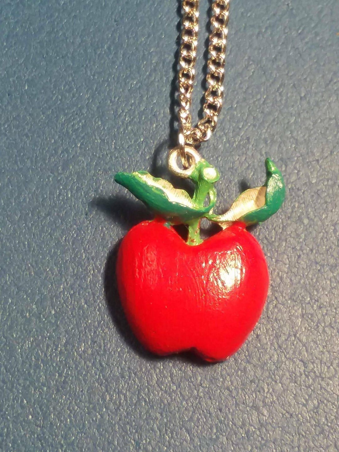 Hand-painted Pewter Apple Pendant Necklace Fall Jewelry Teacher Gift - Etsy