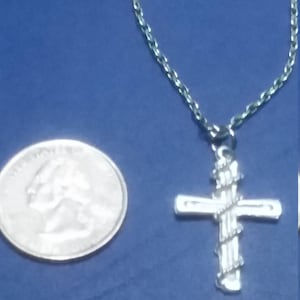 Pewter Rope Wrapped Cross Set Necklace and Earrings - Etsy