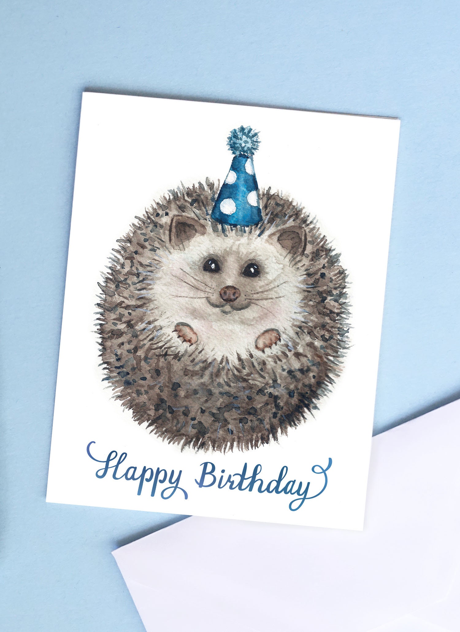 Hedgehog Birthday Card, Printable Card, Printable Envelope, Woodland ...