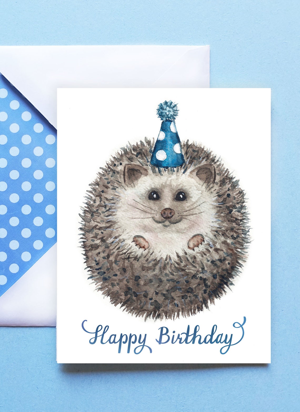 Hedgehog Birthday Card, Printable Card, Printable Envelope, Woodland ...
