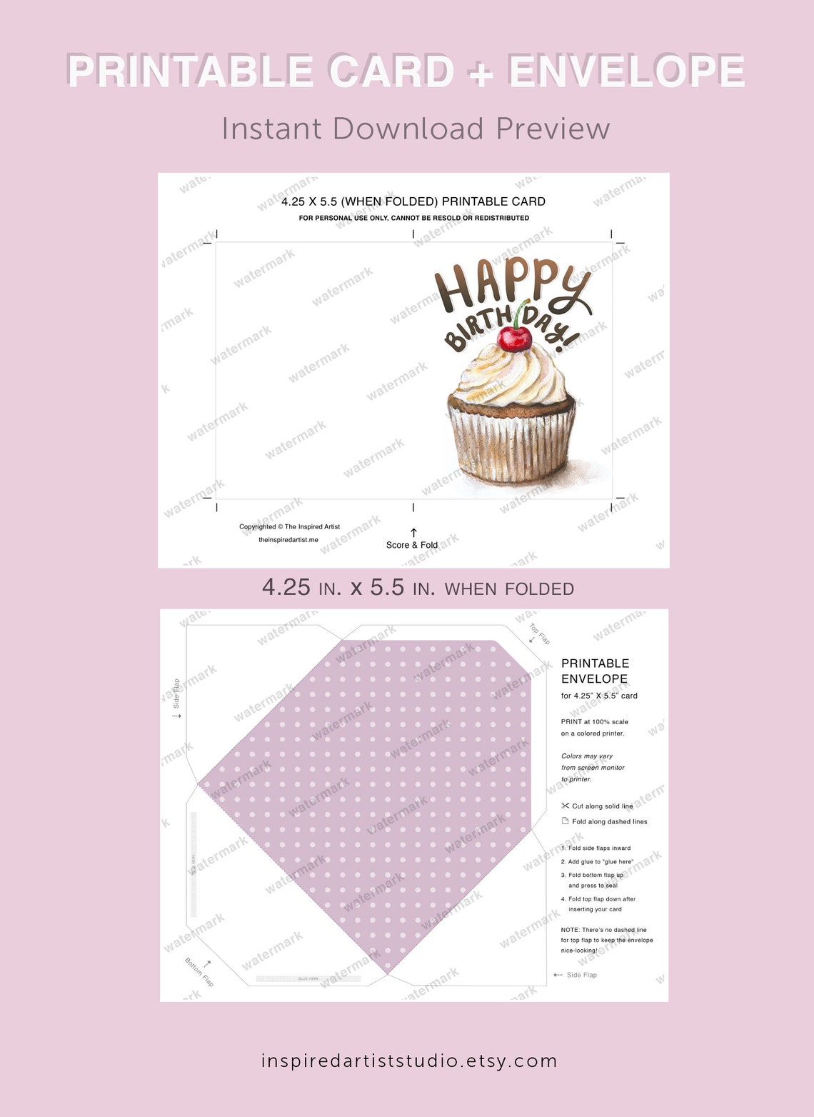 PRINTABLE BIRTHDAY CARD, Printable Envelope, Cute Birthday Card ...