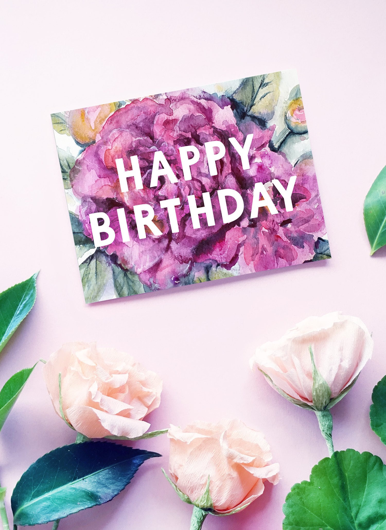 PRINTABLE Birthday Card, Printable Envelope, Watercolor Floral Cards ...