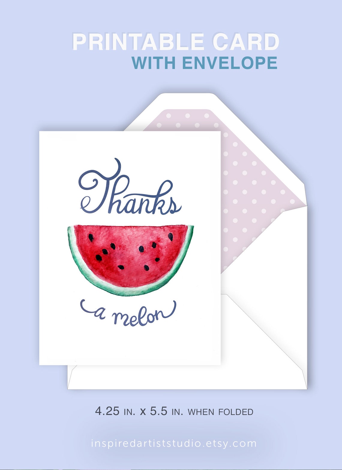 Watermelon Thank You Card, Funny Card, Printable Card, Printable ...