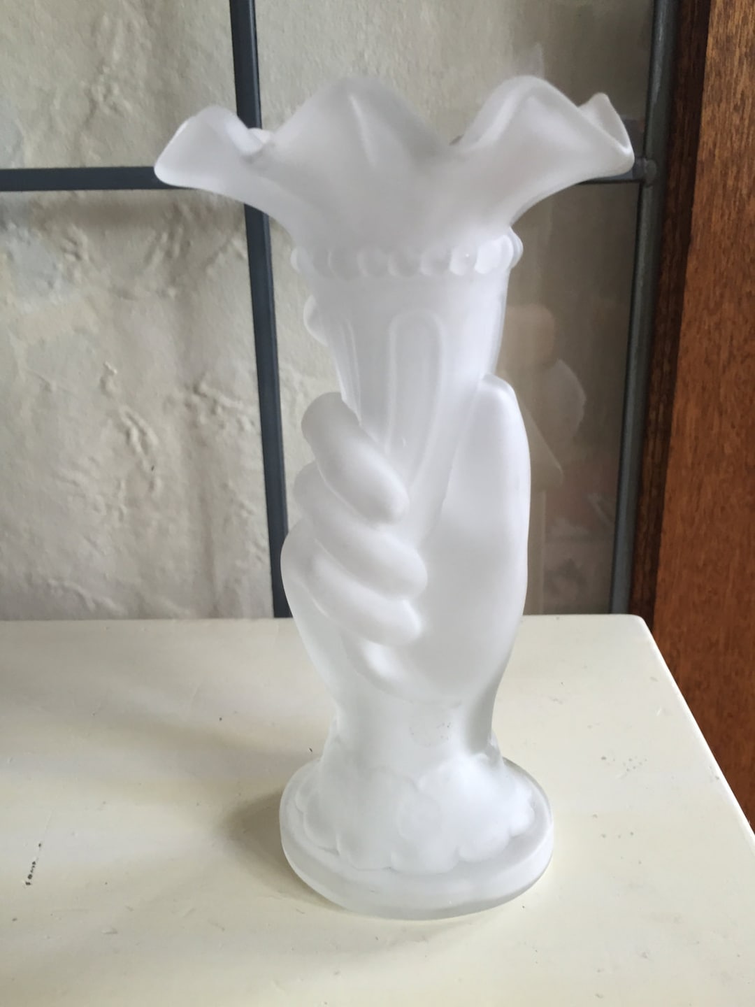 Frosted Glass Hand Vase - Etsy