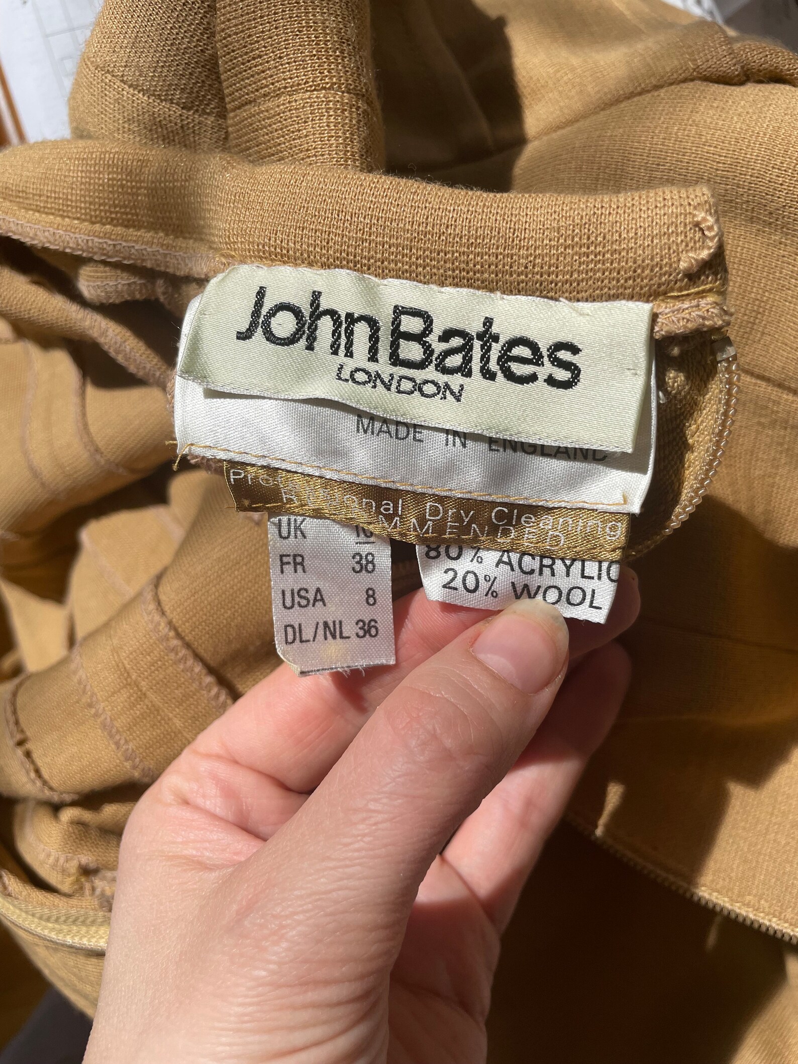 Vintage Jean Varon for John Bates Tan Wool Dress - Etsy