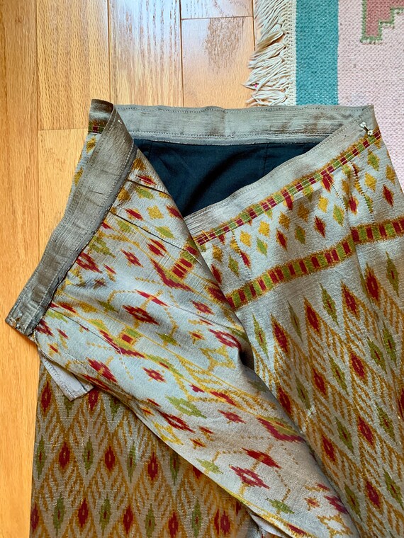 Vintage Silk Ikat Design Wrap Skirt - Gem