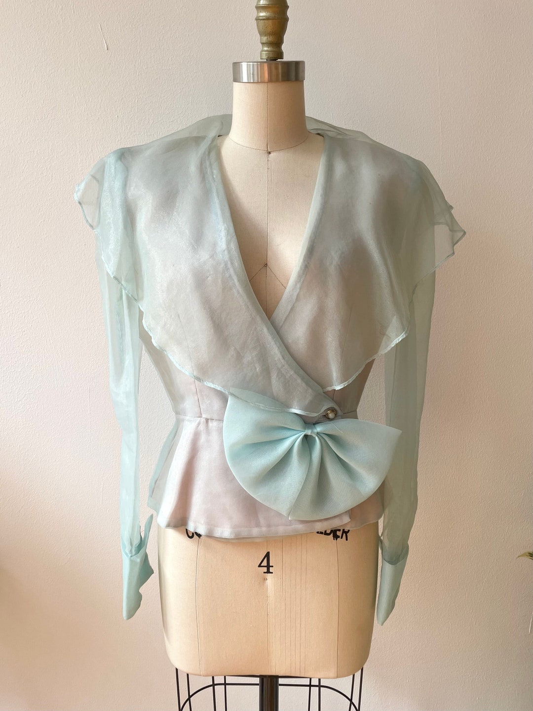 Vintage 1980s Light Blue Sheer Chiffon Top - Etsy
