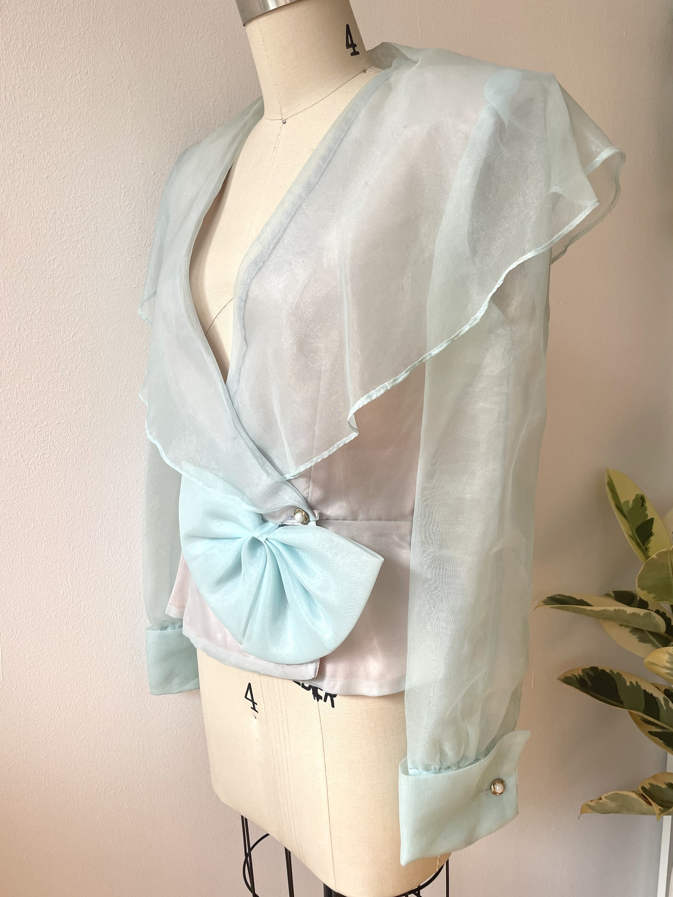 Vintage 1980s Light Blue Sheer Chiffon Top - Etsy