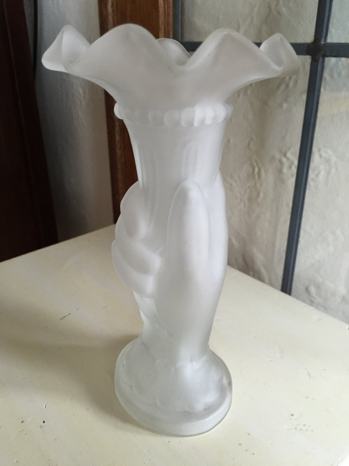 Frosted Glass Hand Vase - Etsy
