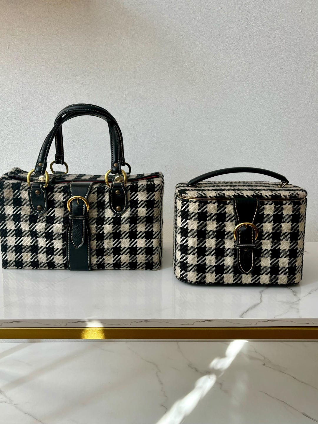 Vintage Wool Plaid Travel Train Set Luggage - Etsy