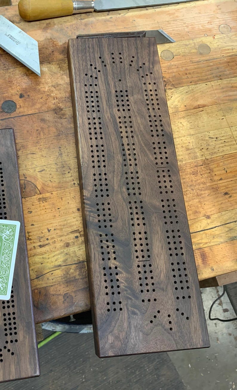 Handmade Walnut Cribbage Board, Maple or Cherry, With Pegs. 100% Made ...