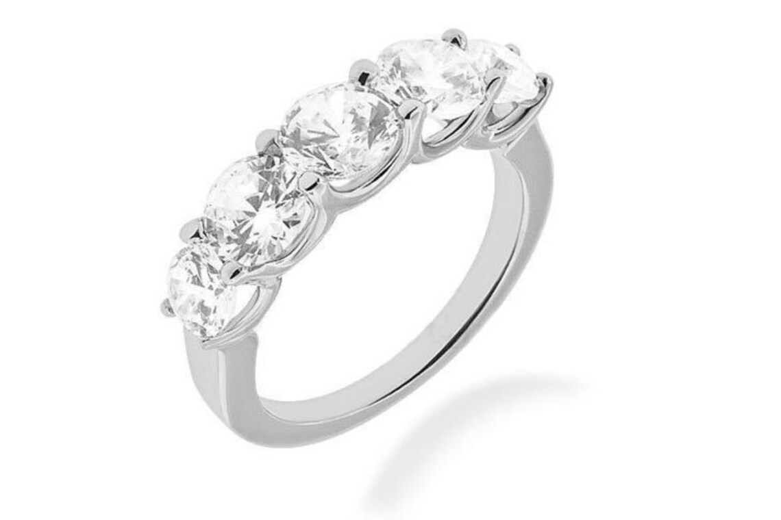 2 Ct Graduated Round Shape Diamond Ring Wedding Anniversary Band 18k ...