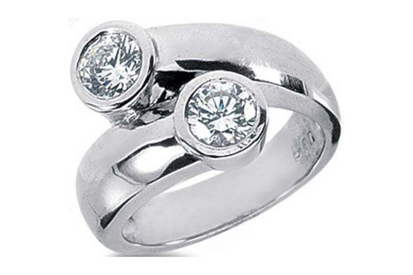 2 Carat Total 2 Stone Round Diamond Ring 14k White Gold 2 Stone Ring 1 ...