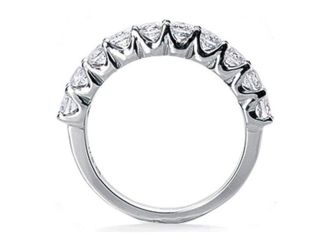 Platinum 2 Carat 10 Stone Round Cut Diamond Ring "u" Shape Band 0.20 Ct ...
