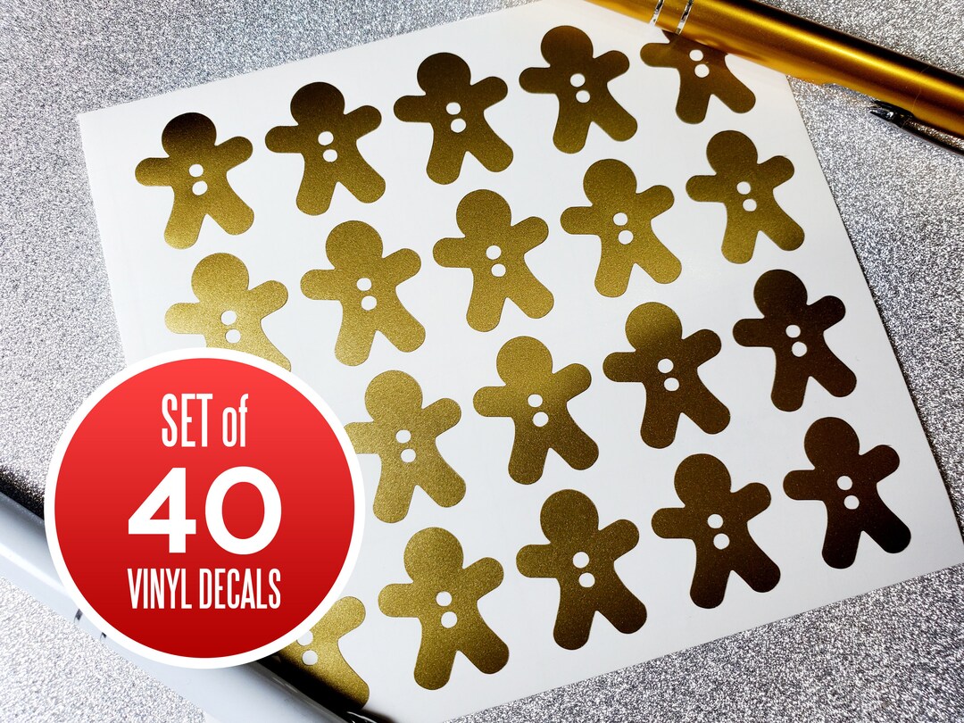 40 Gingerbread Man Decals | Vinyl Decals | Decal Sheets | Gingerbread ...