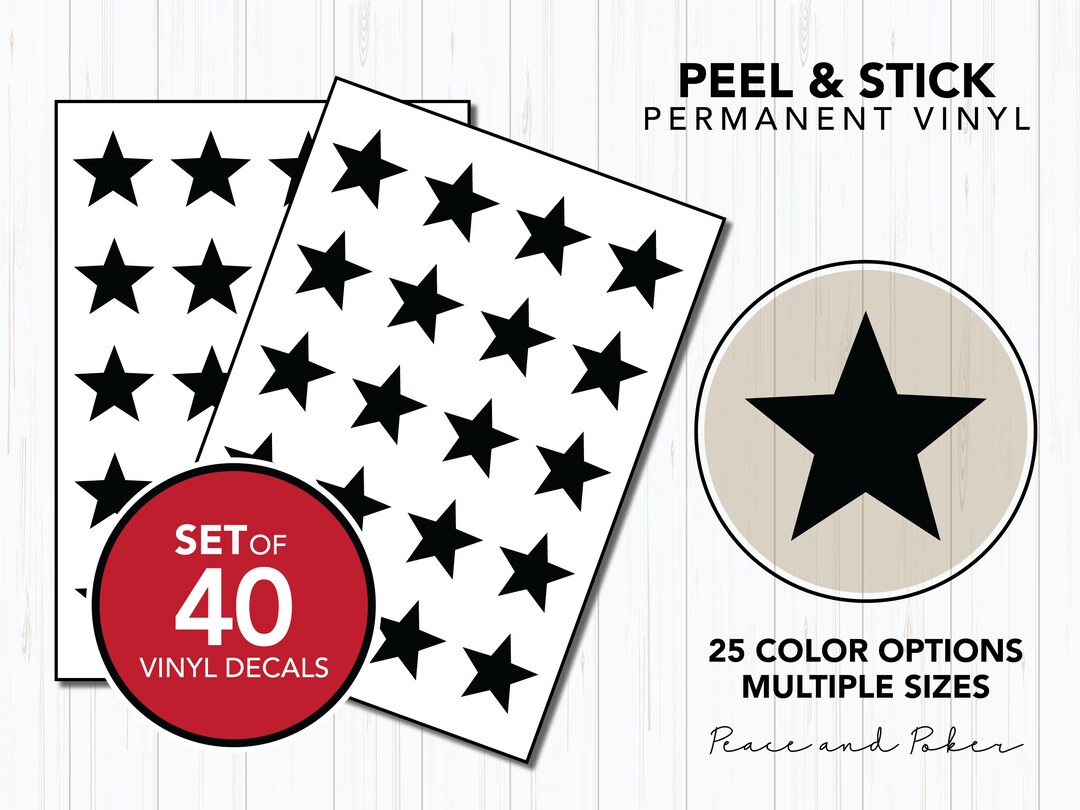 Set of 40 Star Vinyl Decals | Vinyl Decals | Decal Sheets | Sticker ...