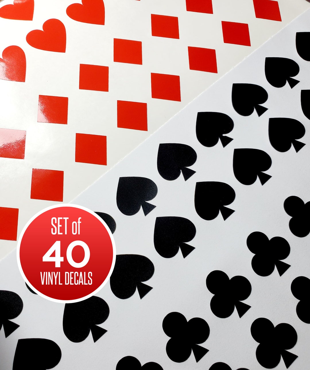 Set of 40 All Card Suits Vinyl Decals | 10 of Each Card Suit | Poker ...