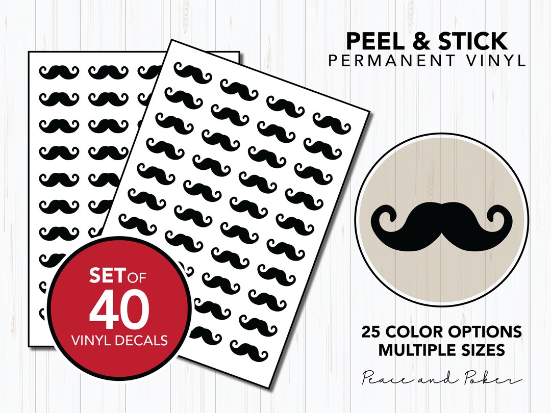 Set of 40 Mustache Vinyl Decals | Vinyl Decals | Mustache | Decal ...