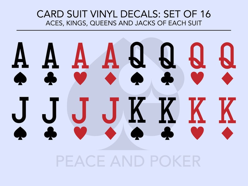 Poker Card Suit Vinyl Decals | Ace, King, Queen, Jack Set - Etsy