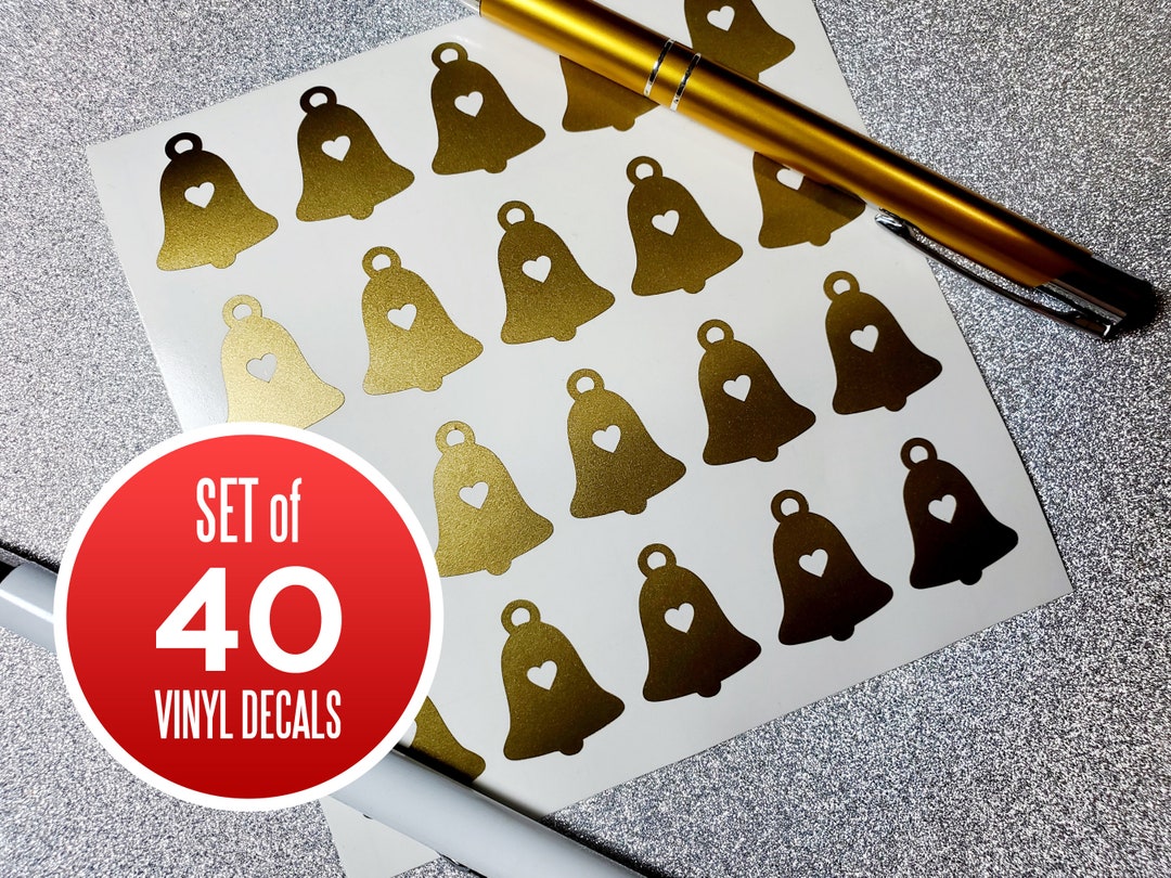 40 Bell and Heart Decals | Vinyl Decals | Decal Sheets | Jingle Bells ...