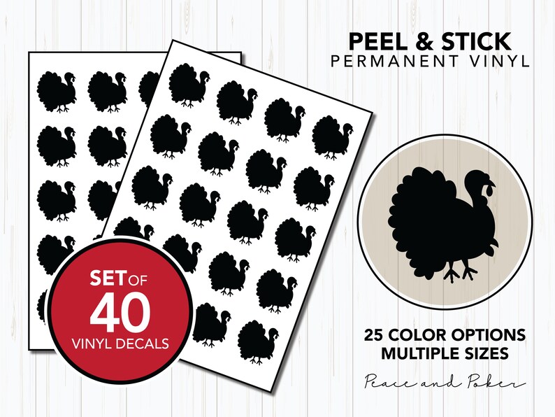 Set of 40 Turkey Decals Vinyl Decals Turkey Stickers - Etsy
